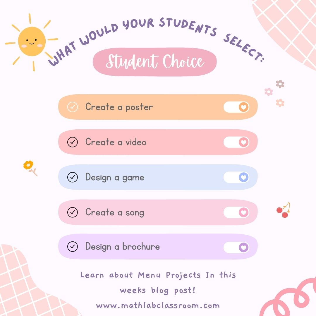 Menu Projects: Build Student Choice and Differentiation in your ...